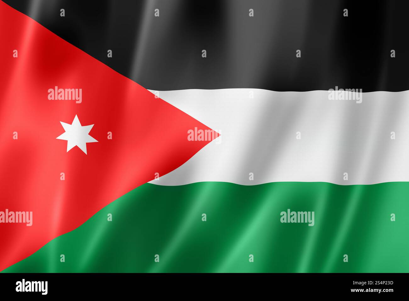 Jordan flag, three dimensional render, satin texture. Jordanian flag ...