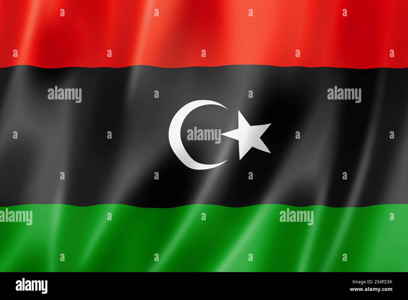 Libya flag, three dimensional render, satin texture. Libyan flag Stock ...