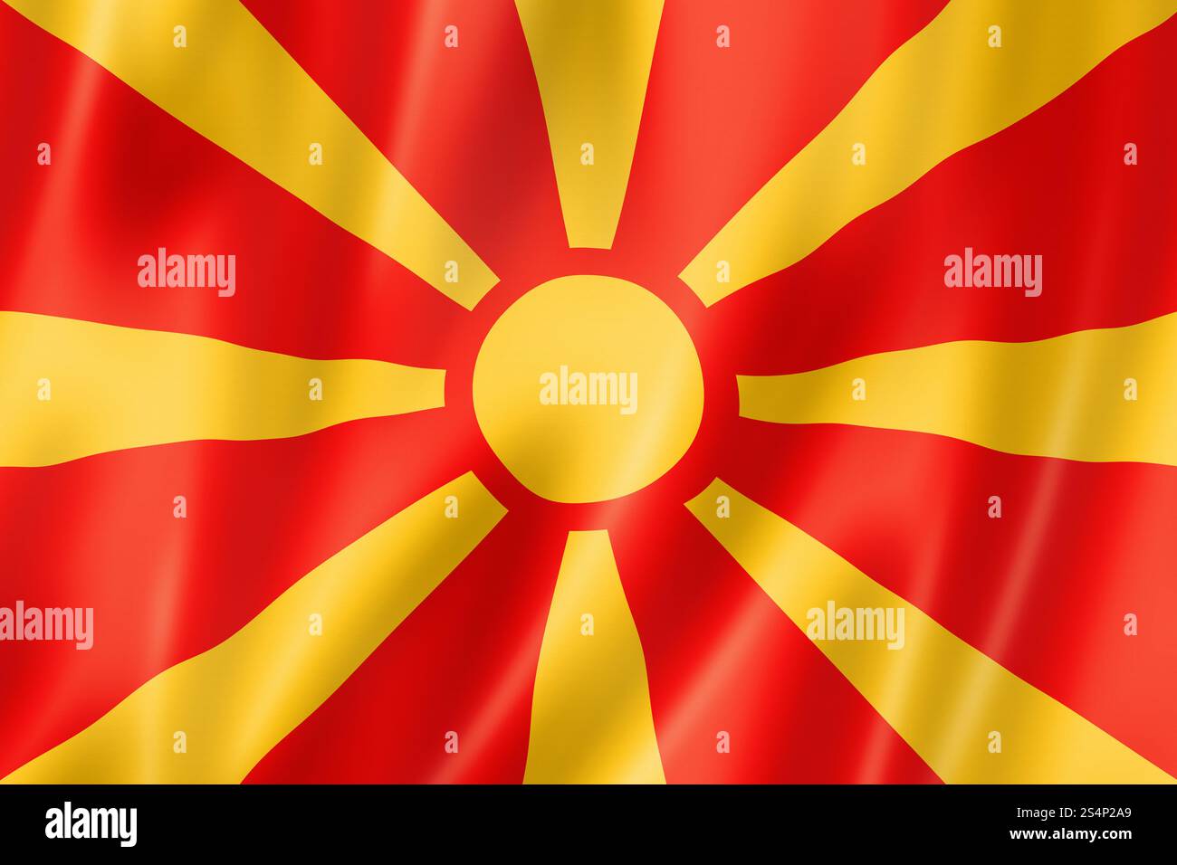 Macedonia flag, three dimensional render, satin texture. Macedonian ...