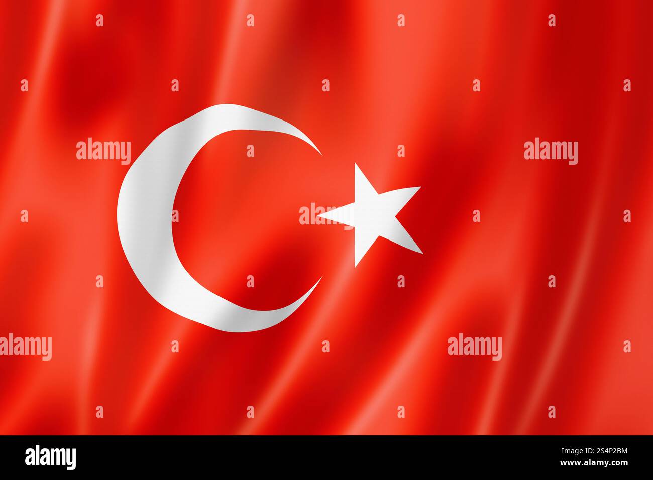 Turkey flag, three dimensional render, satin texture. Turkish flag ...