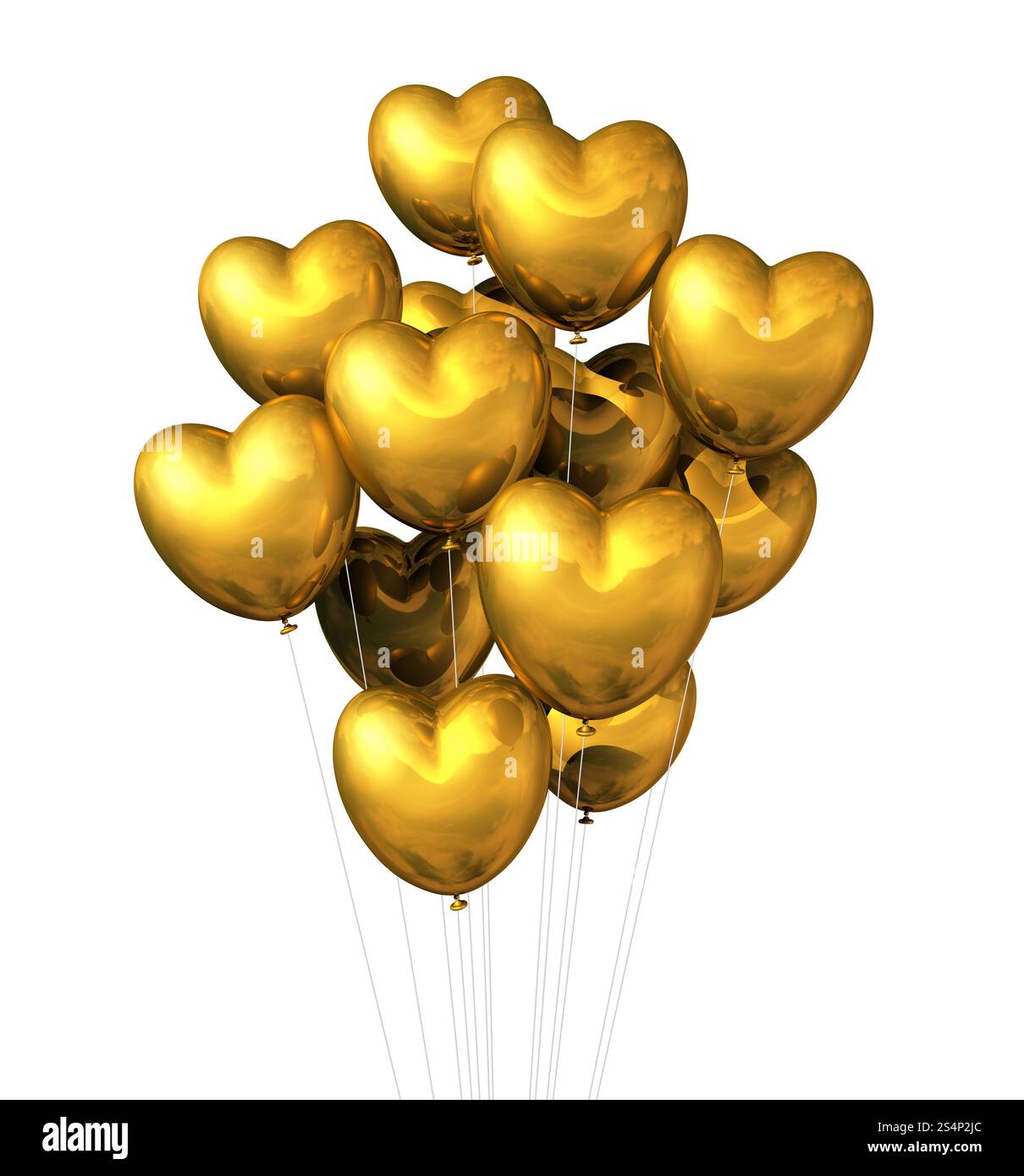gold heart shaped balloons isolated on white. valentines day symbol ...