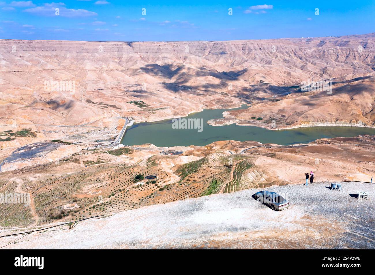 panorama valley of Wadi Al Mujib river and dam, Jordan Stock Photo - Alamy
