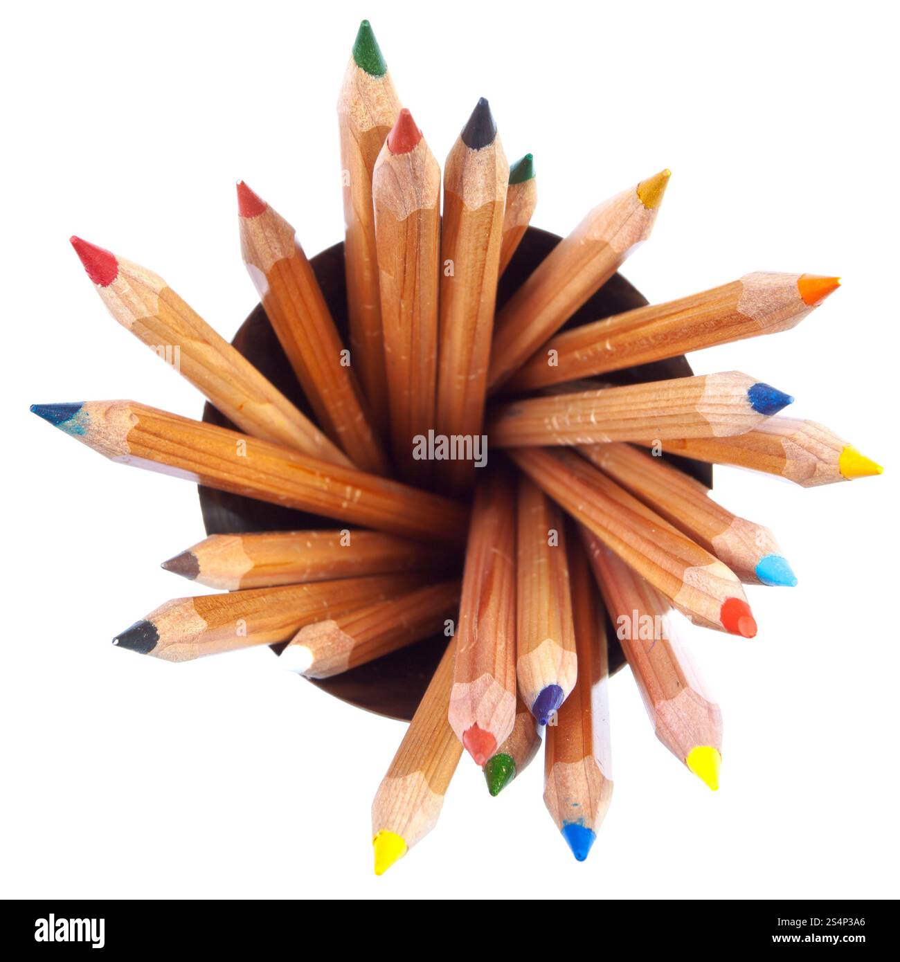 many wooden colored pencils with white background Stock Photo - Alamy