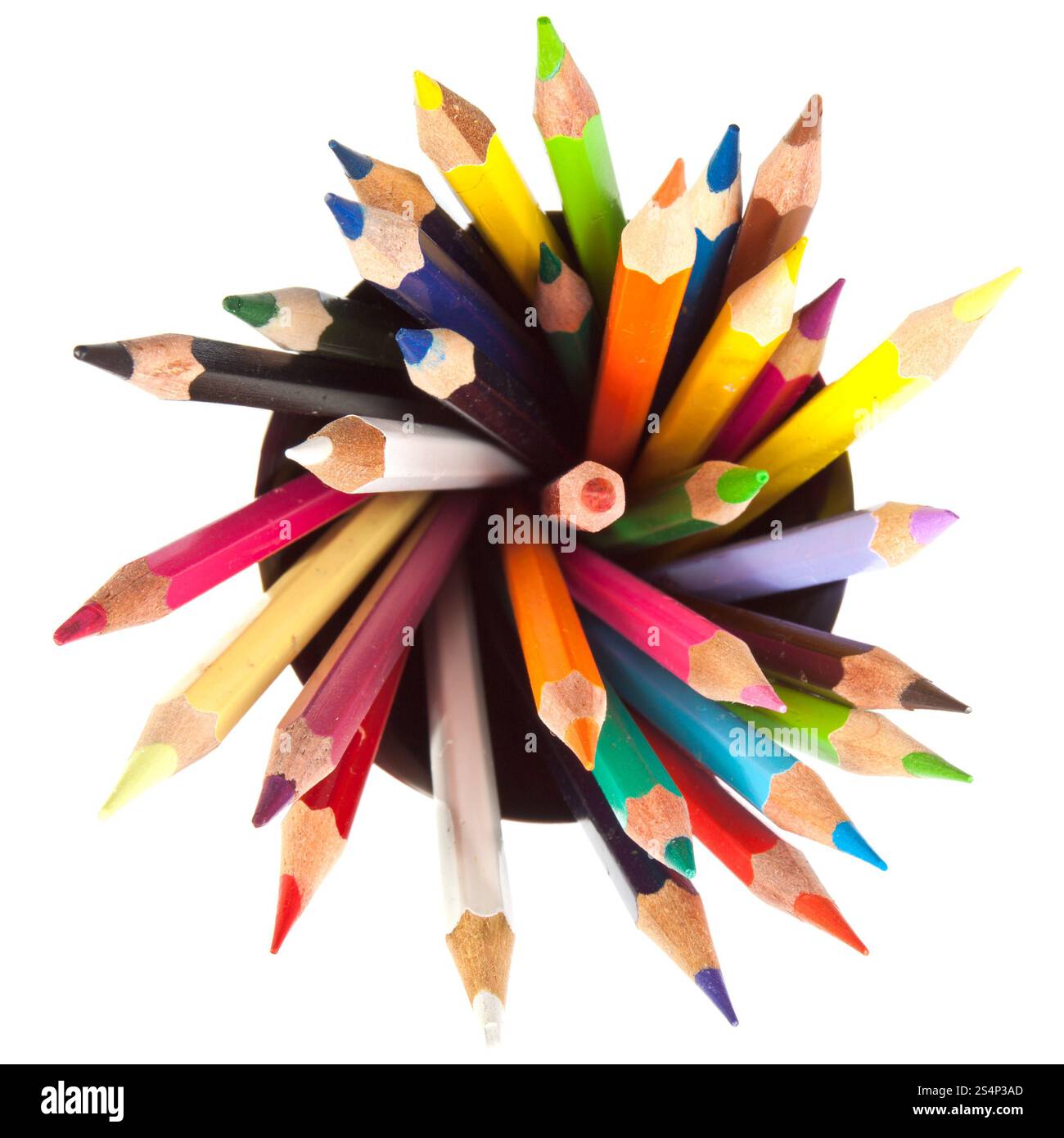 many different colored pencils with white background Stock Photo - Alamy