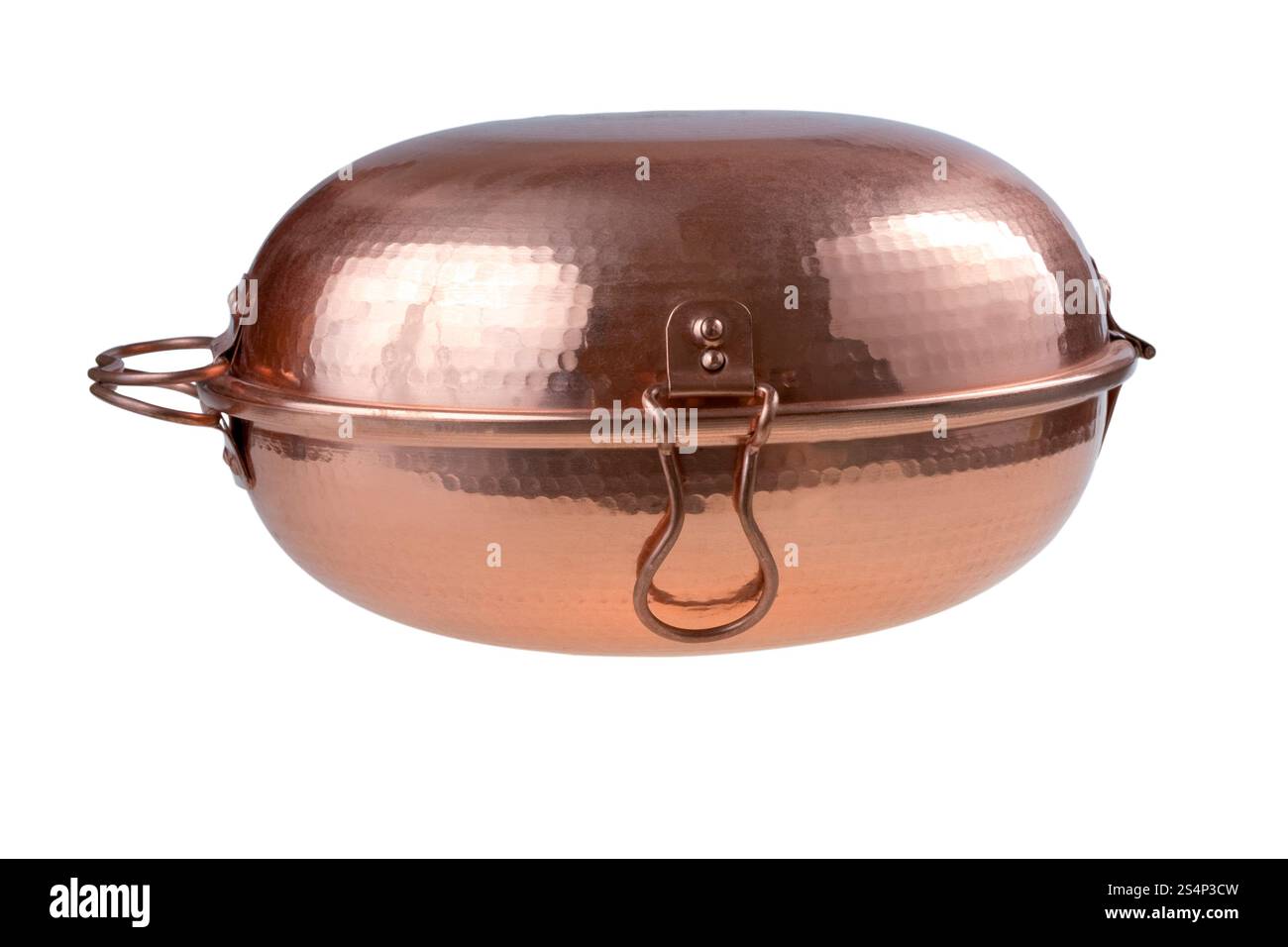 copper Portugal cataplana isolated on white Stock Photo - Alamy