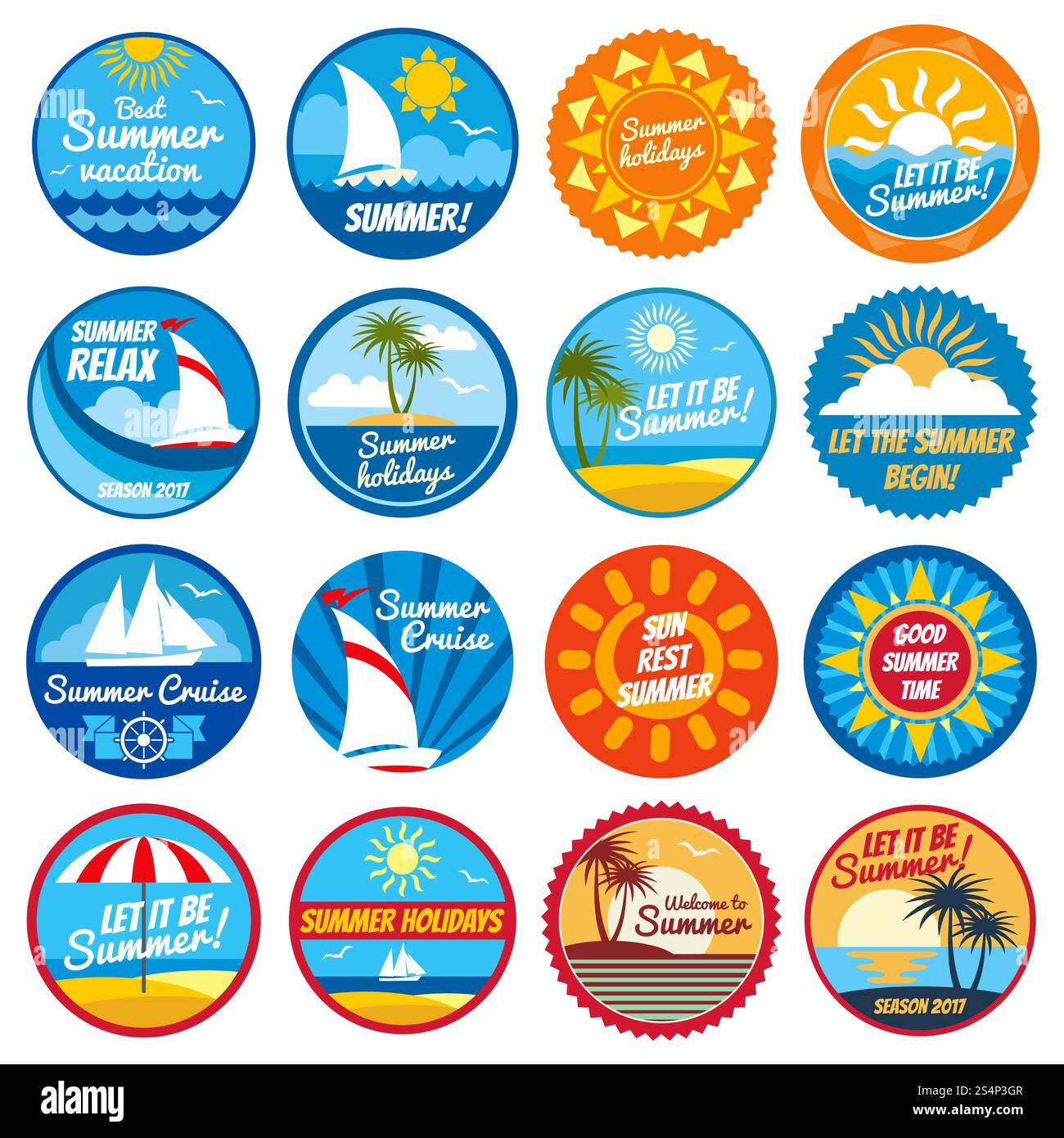 Vintage summer labels. Tropical holiday vector logos with typography ...