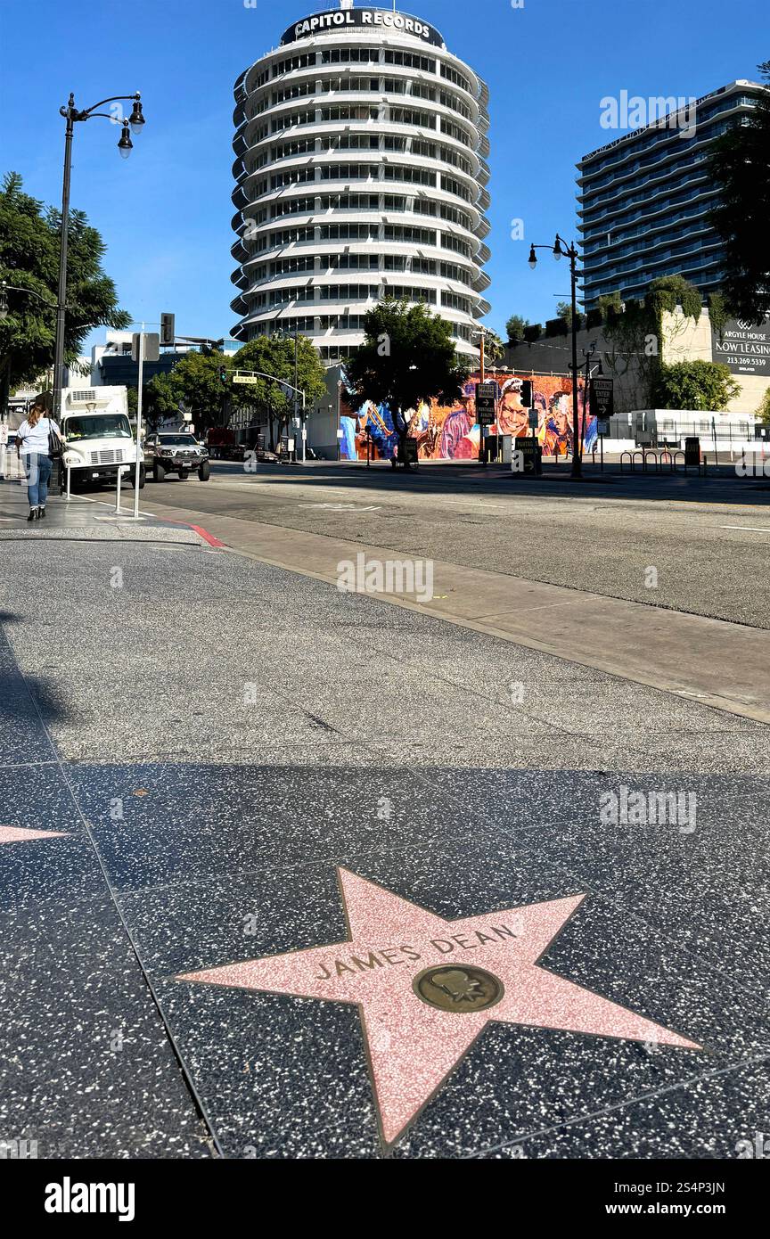 James Dean star and Capitol Tower, headquarters of Capitol Records in ...
