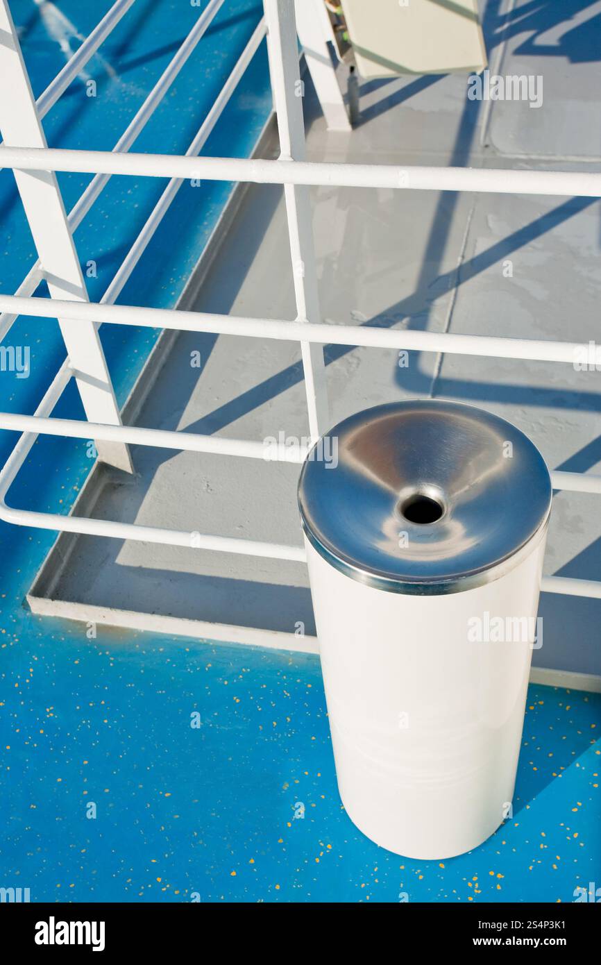 white spittoon on deck of cruise liner Stock Photo - Alamy