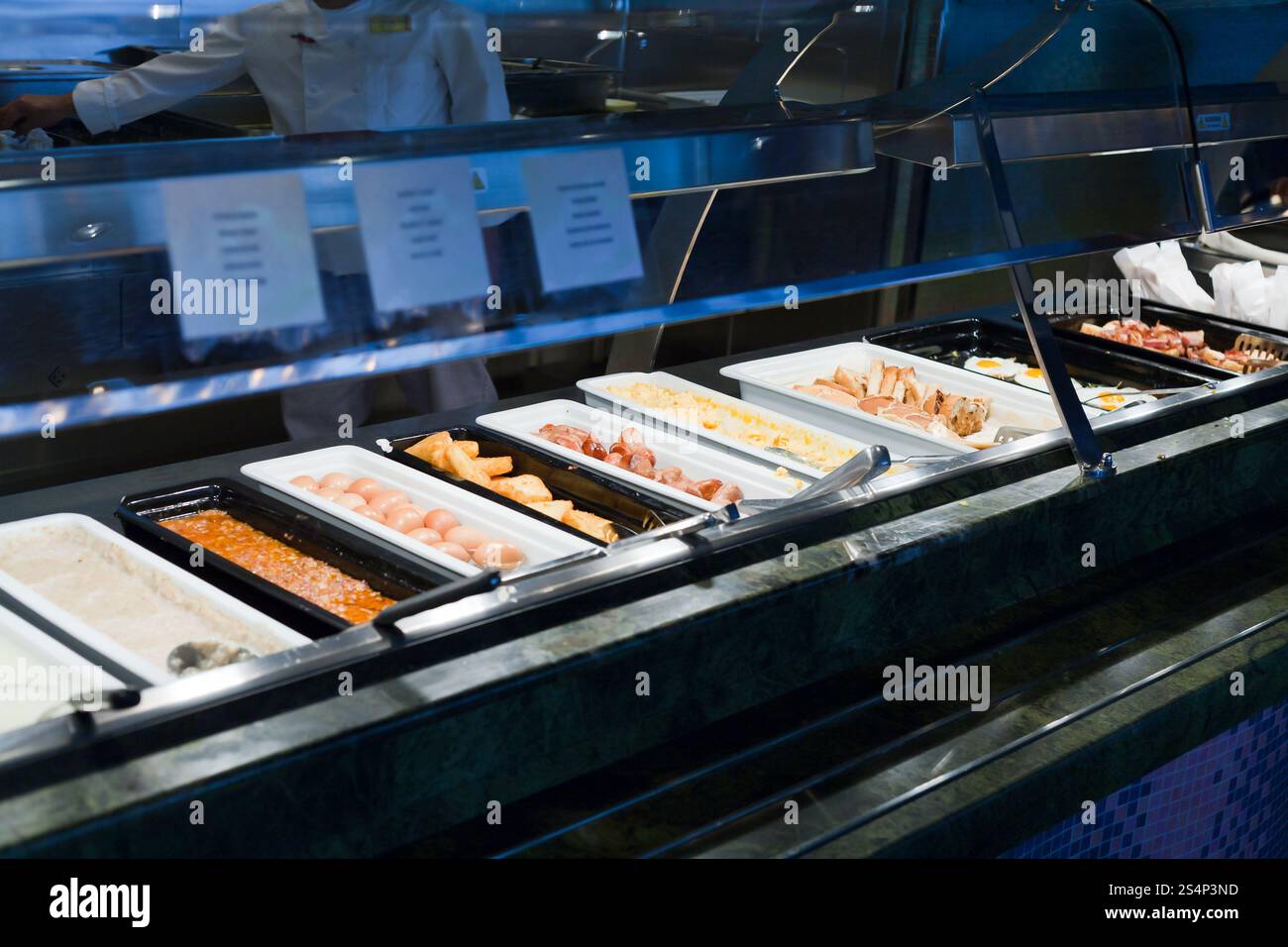 self-service buffet with hot breakfast in hotel Stock Photo - Alamy