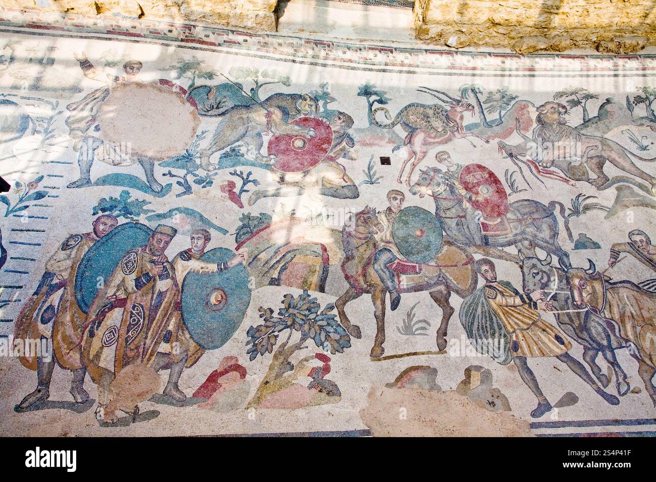 roman hunting scene in interior in antique Villa Romana del Casale ...
