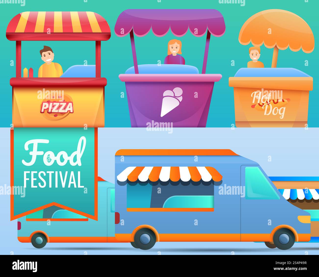 Food festival banner set. Cartoon illustration of food festival vector ...