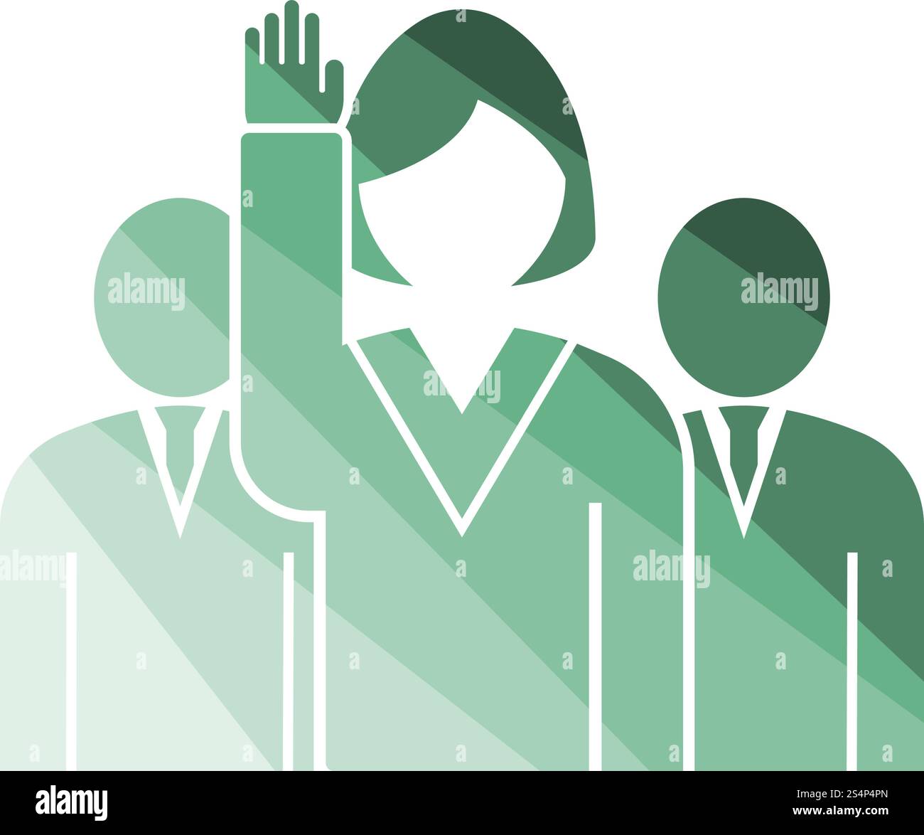 Voting Lady With Men Behind Icon. Flat Color Ladder Design. Vector ...