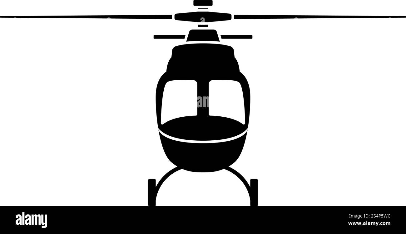 Helicopter Icon Front View. Black on White. Vector Illustration Stock ...