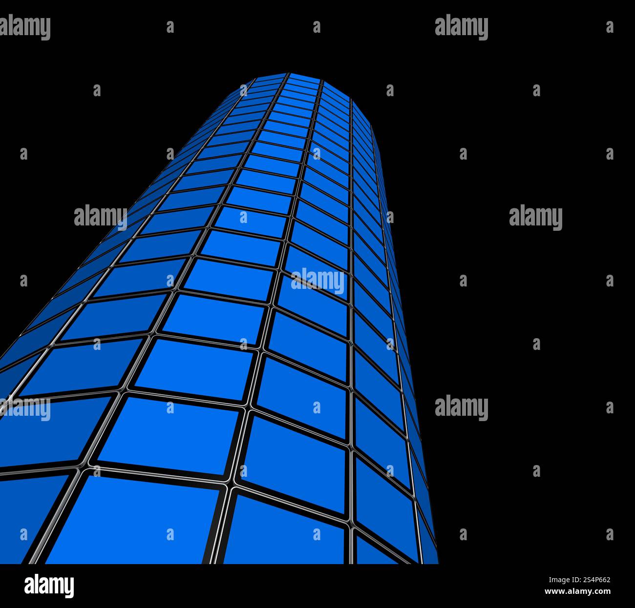 3D video wall / tower of flat tv screens, isolated on black. With 2 ...