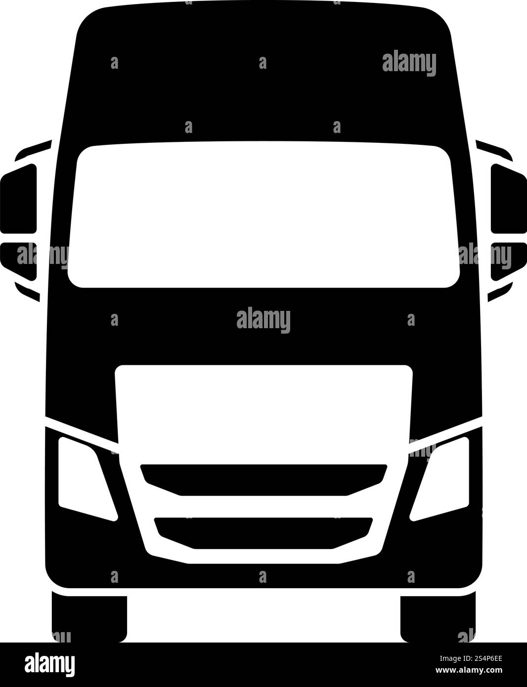 Truck Icon Front View. Black on White. Vector Illustration Stock Vector ...