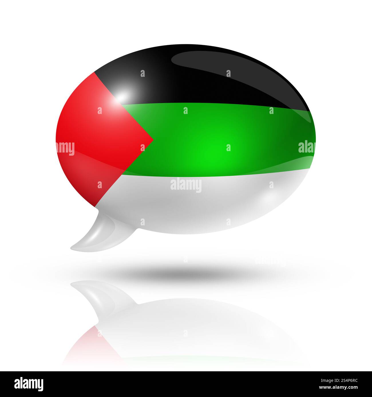 three dimensional Arabic language flag in a speech bubble isolated on ...