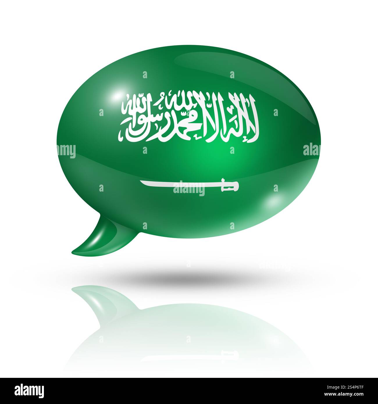 three dimensional Saudi Arabia flag in a speech bubble isolated on ...