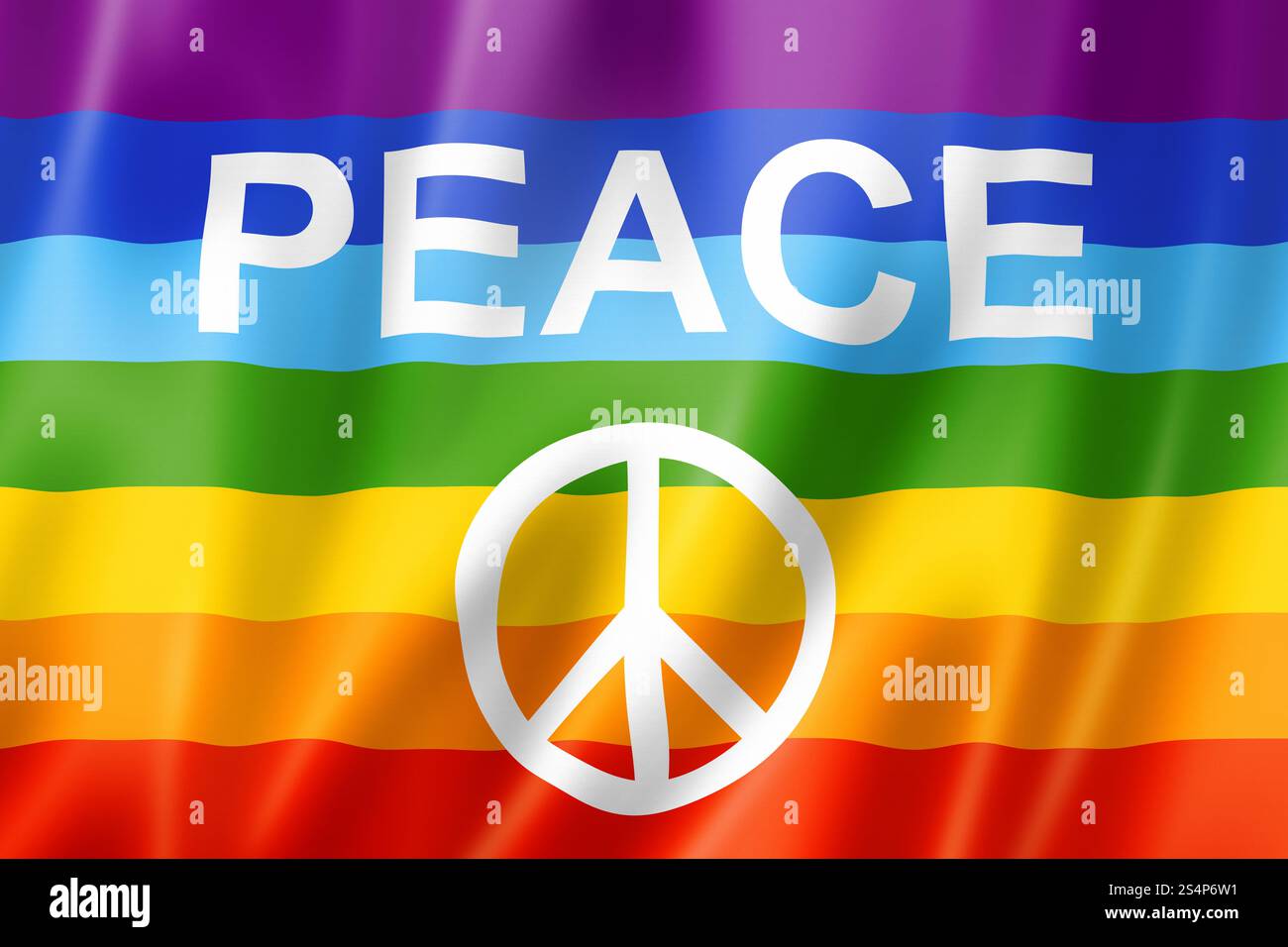 Rainbow peace flag, three dimensional render, satin texture Stock Photo ...
