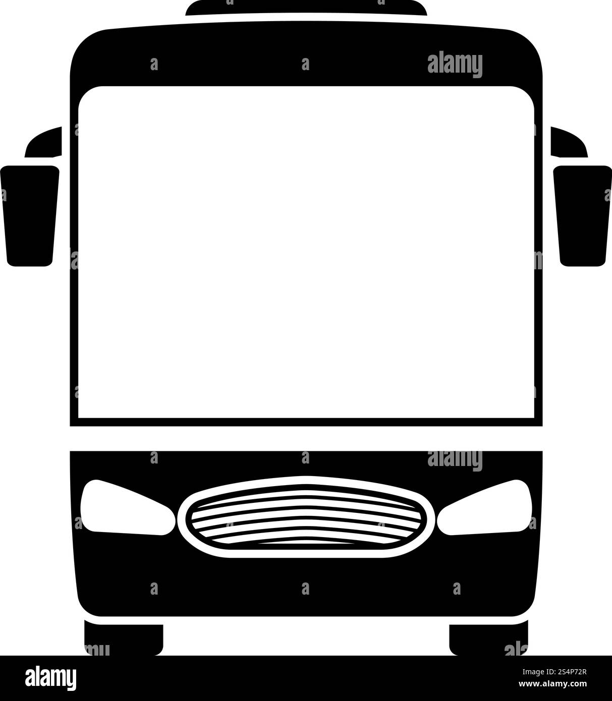 Tourist Bus Icon Front View. Black on White. Vector Illustration Stock ...