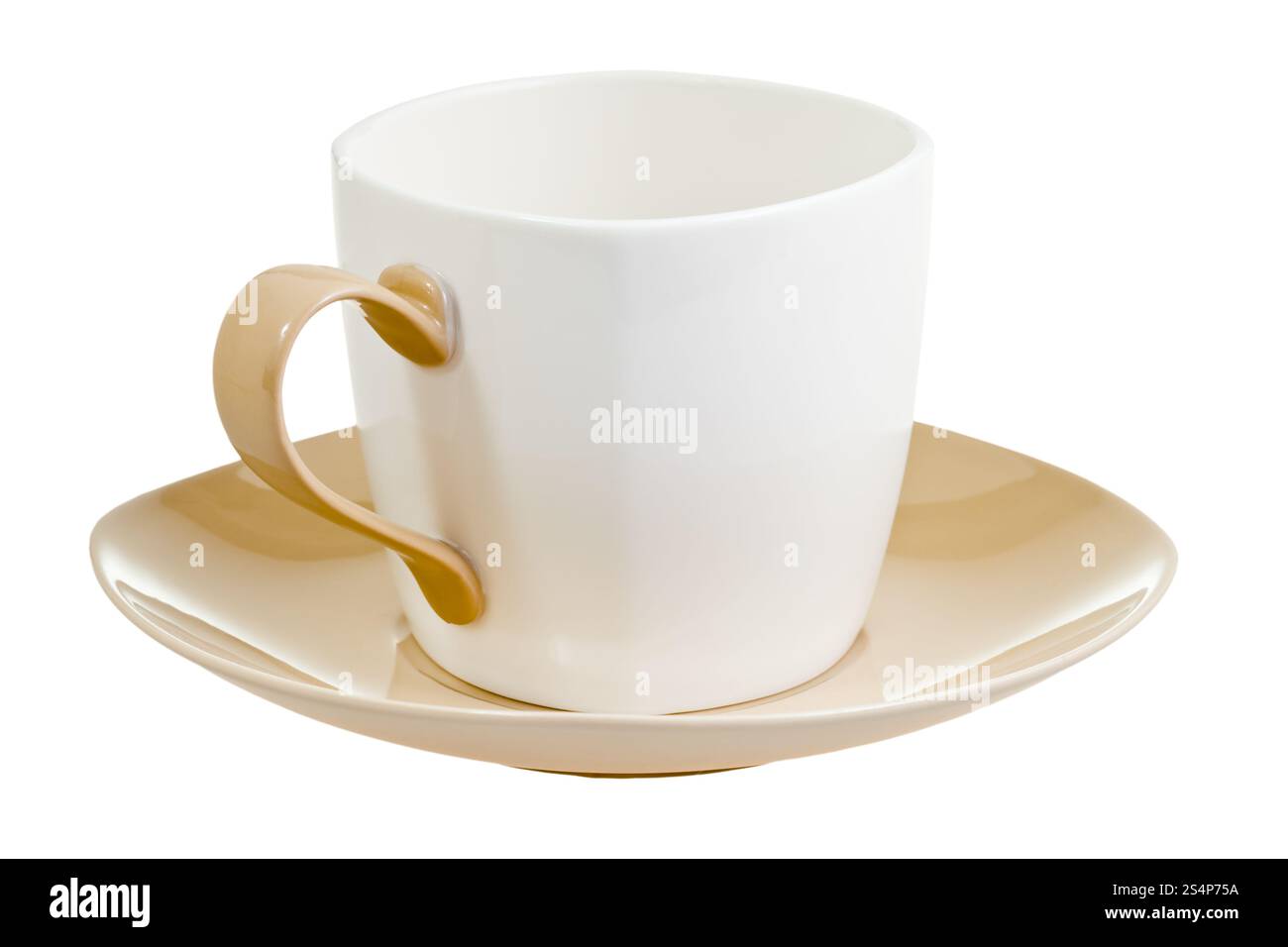 large porcelain tea cup with saucer isolated on white Stock Photo - Alamy