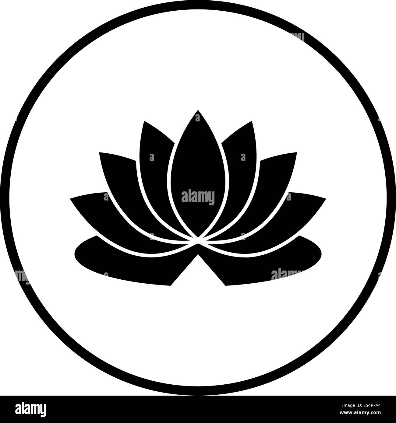 Lotus Flower Icon. Thin Circle Stencil Design. Vector Illustration ...