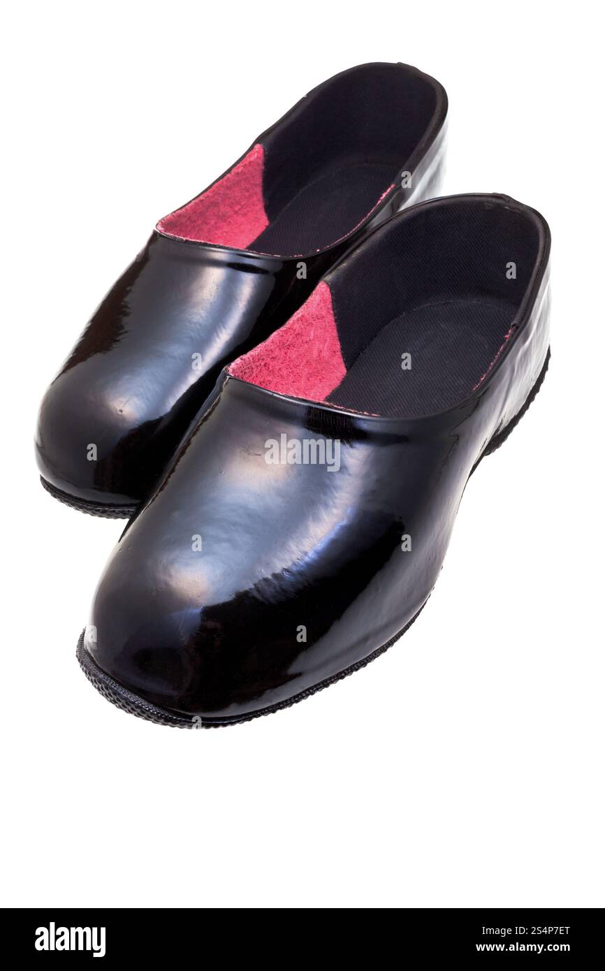 pair of black rubber galoshes isolated on white background Stock Photo ...
