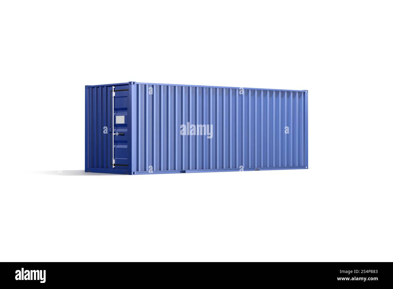 Blank blue steel cargo container mockup, side view, 3d rendering. Empty ...