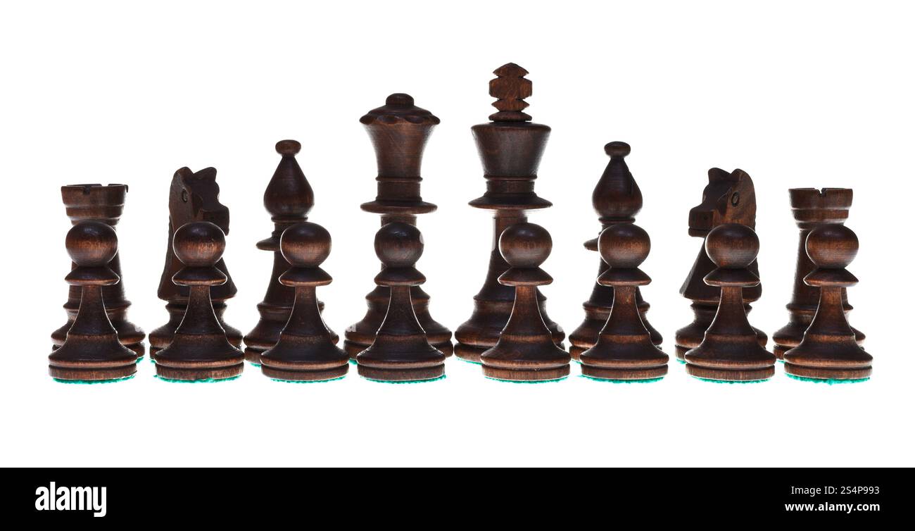 set of black chess pieces isolated on white background Stock Photo - Alamy