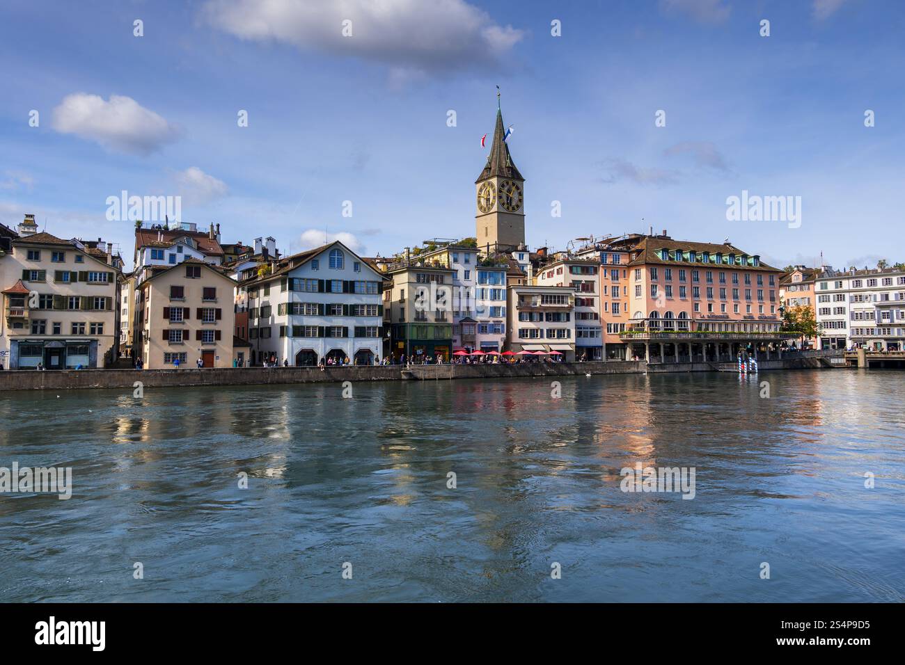 Zurich city skyline at River Limmat in Switzerland with part of the Old Town Stock Photo - Alamy