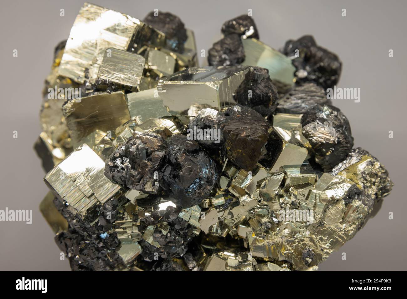 Druse of cubic crystals. The mineral pyrite or iron pyrite, also known ...