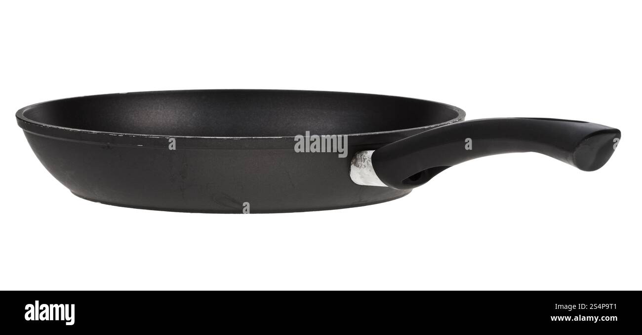 big black frying pan isolated on white background Stock Photo - Alamy