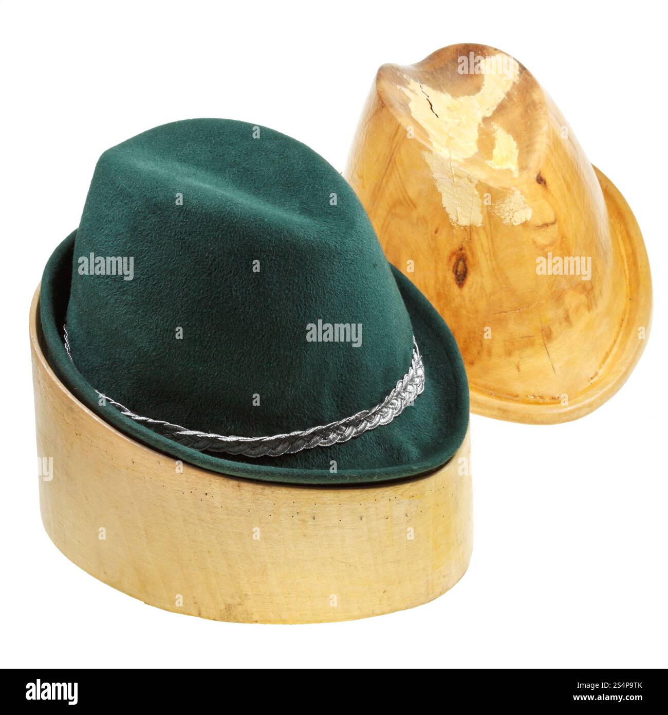 tyrolean felt hat on linden wooden hat block and additional hat block ...