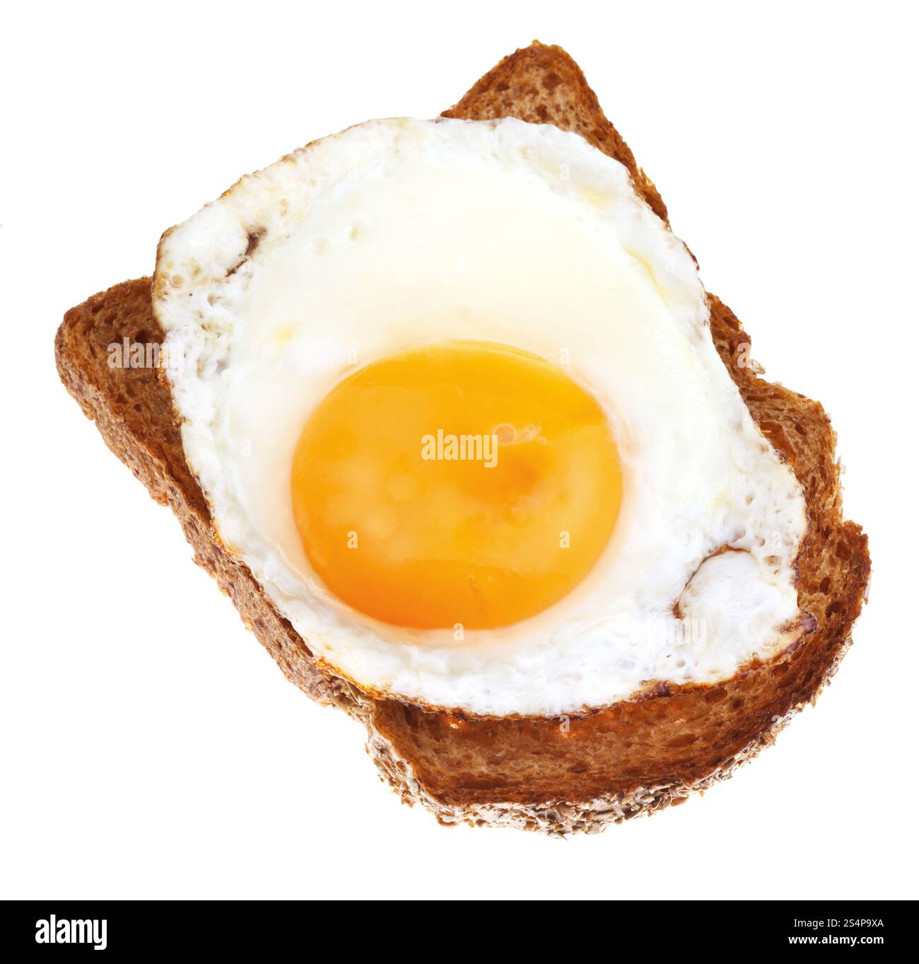 sandwich from fried egg and toasted rye bread close up isolated on ...