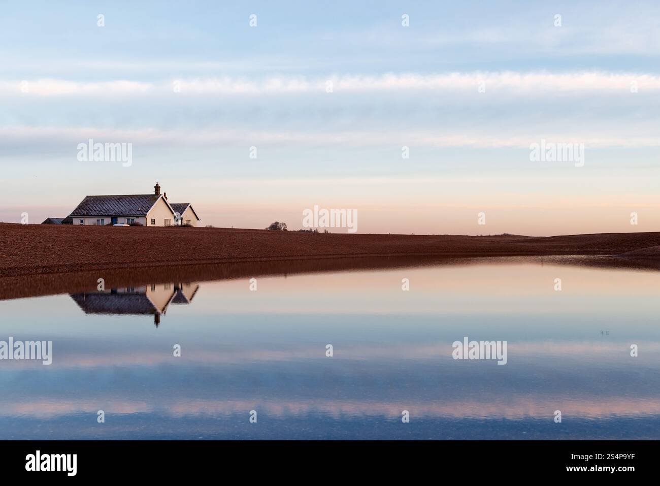 View of Shingle Street Lagoon at sunrise. Woodbridge, Suffolk. UK Stock ...