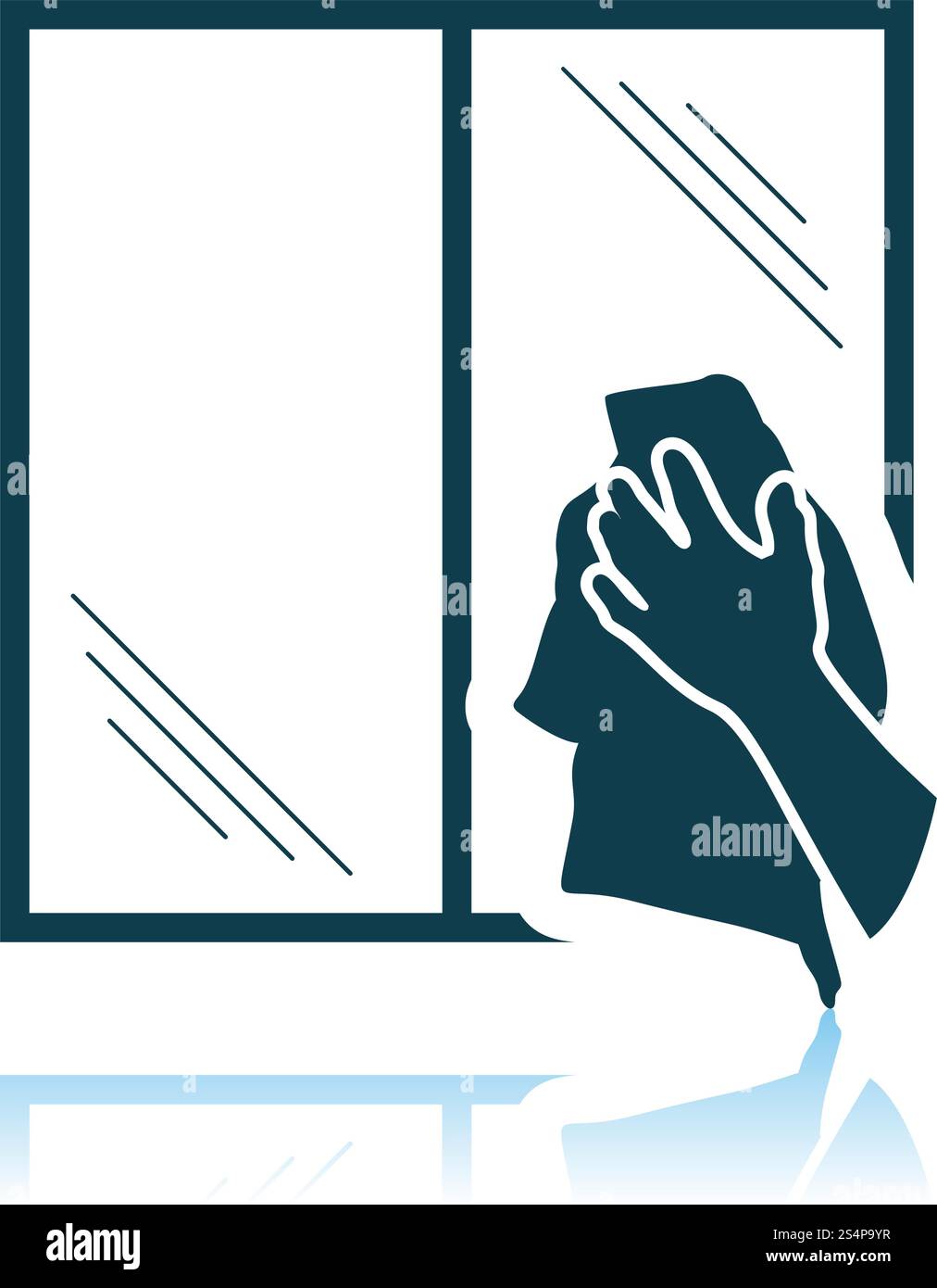 Hand Wiping Window Icon. Shadow Reflection Design. Vector Illustration ...