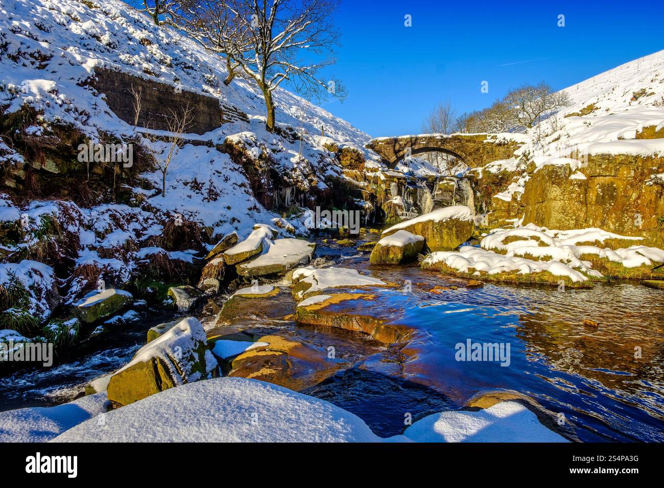 Three Shires Bridge / Three Shire Heads a packhorse bridge in the Peak ...