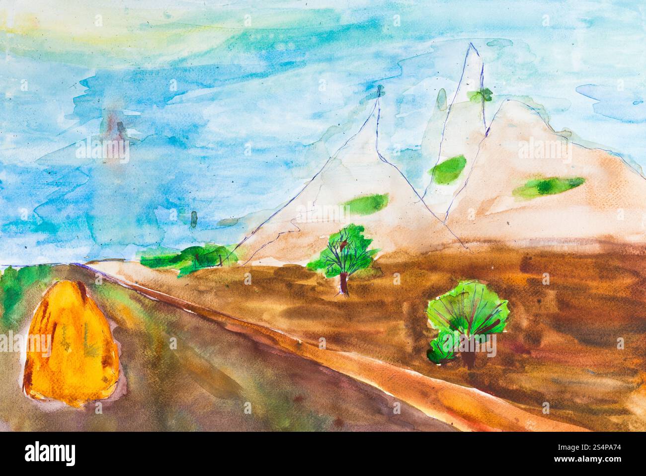 Road sketch mountains hi-res stock photography and images - Alamy