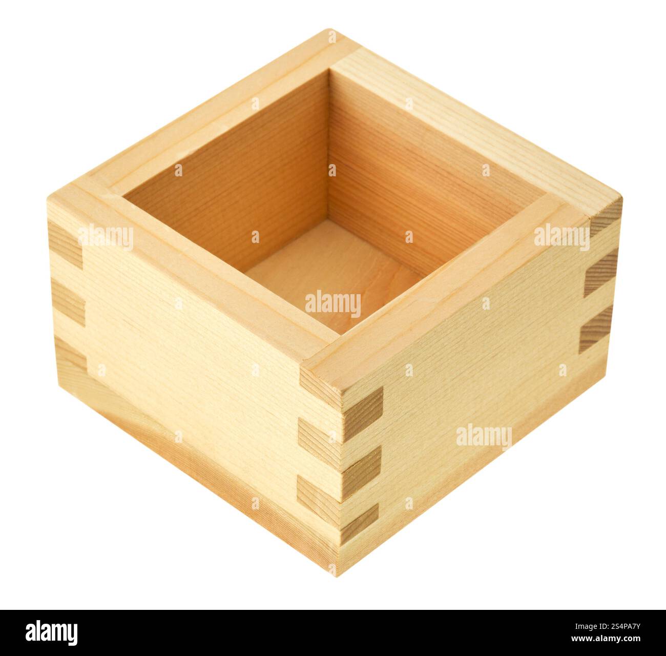 traditional empty wooden box masu for sake isolated on white background ...