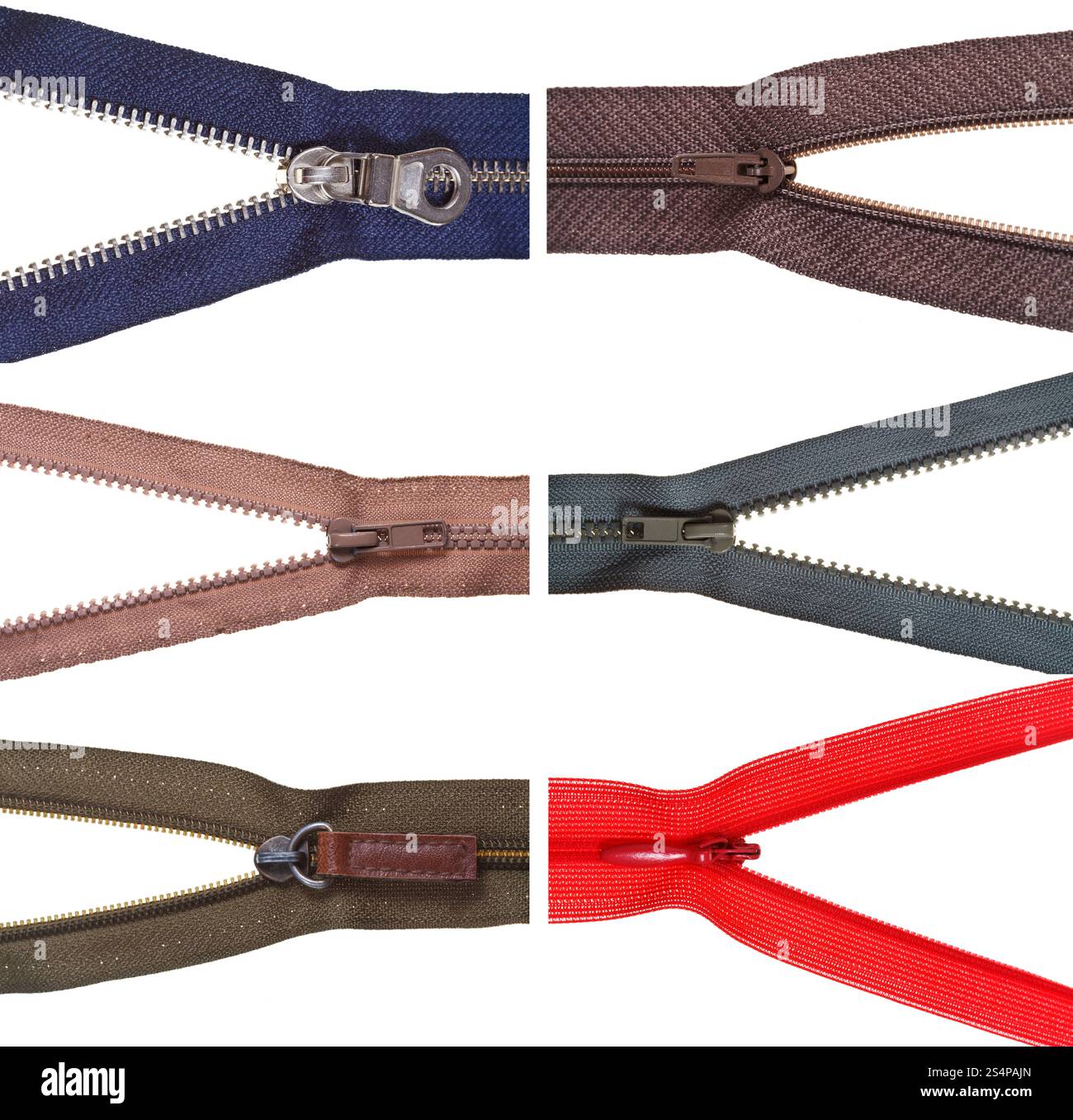 set of zip fasteners close up isolated on white background Stock Photo ...