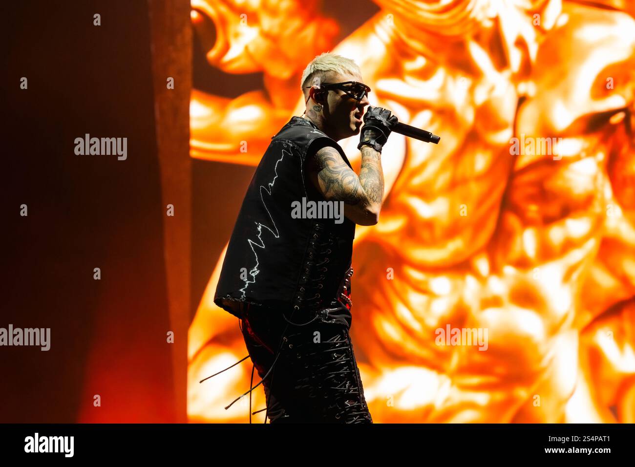 Eboli, Italy. 12th Jan, 2025. Jacopo Lazzarini, also known as Lazza ...