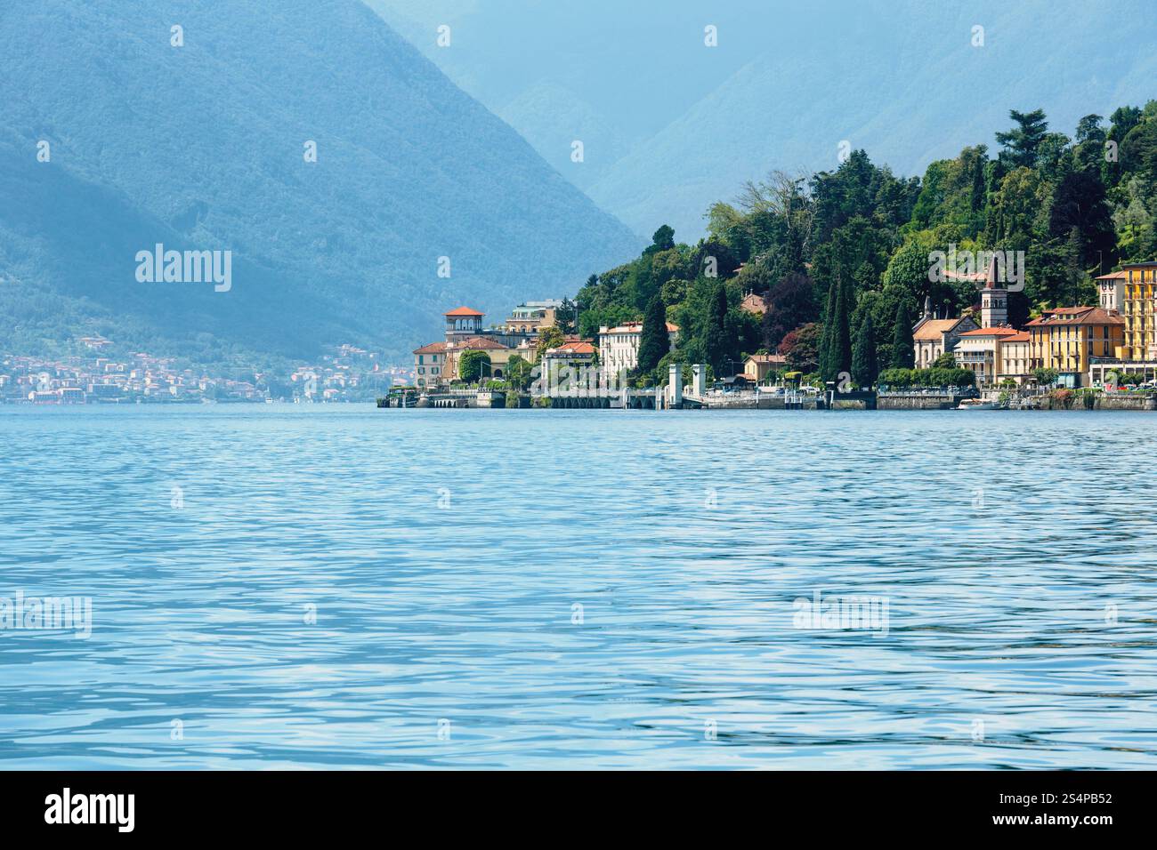 Lake Como (Italy) summer coast view from ship board Stock Photo - Alamy