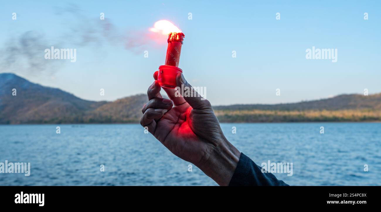 Flares Warnings Emergency Flares Fireworks Stock Photo - Alamy
