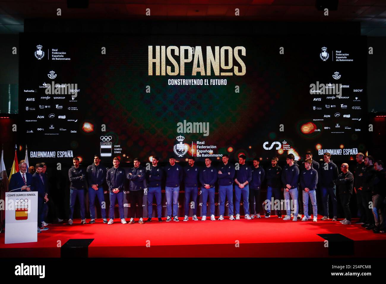 Players of Spanish National Handball Team pose for photo during the ...