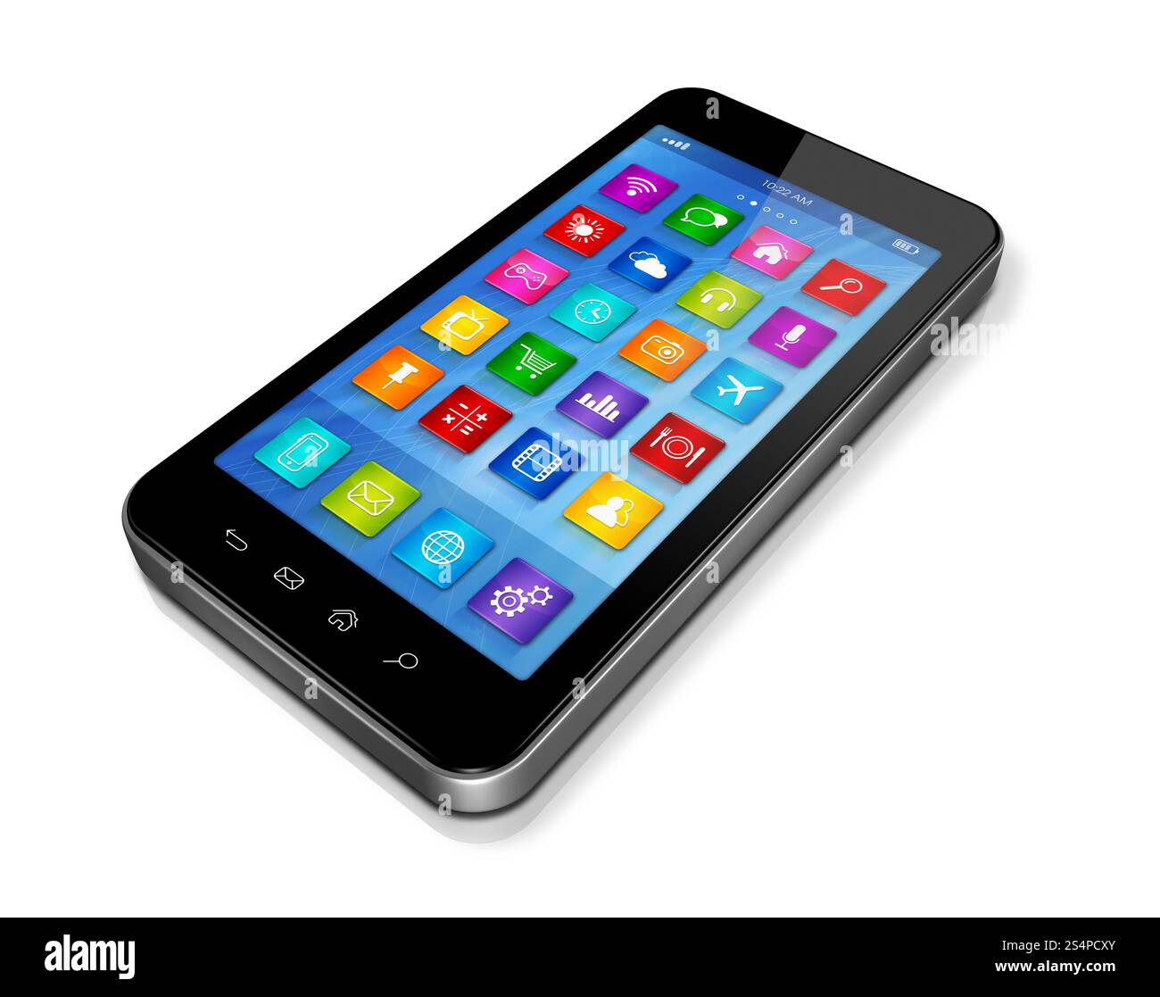 3D smartphone, mobile phone - apps icons interface - isolated on white ...