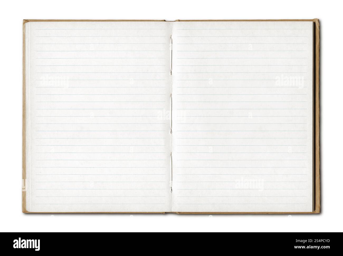 Vintage blank open notebook isolated on white with clipping path ...