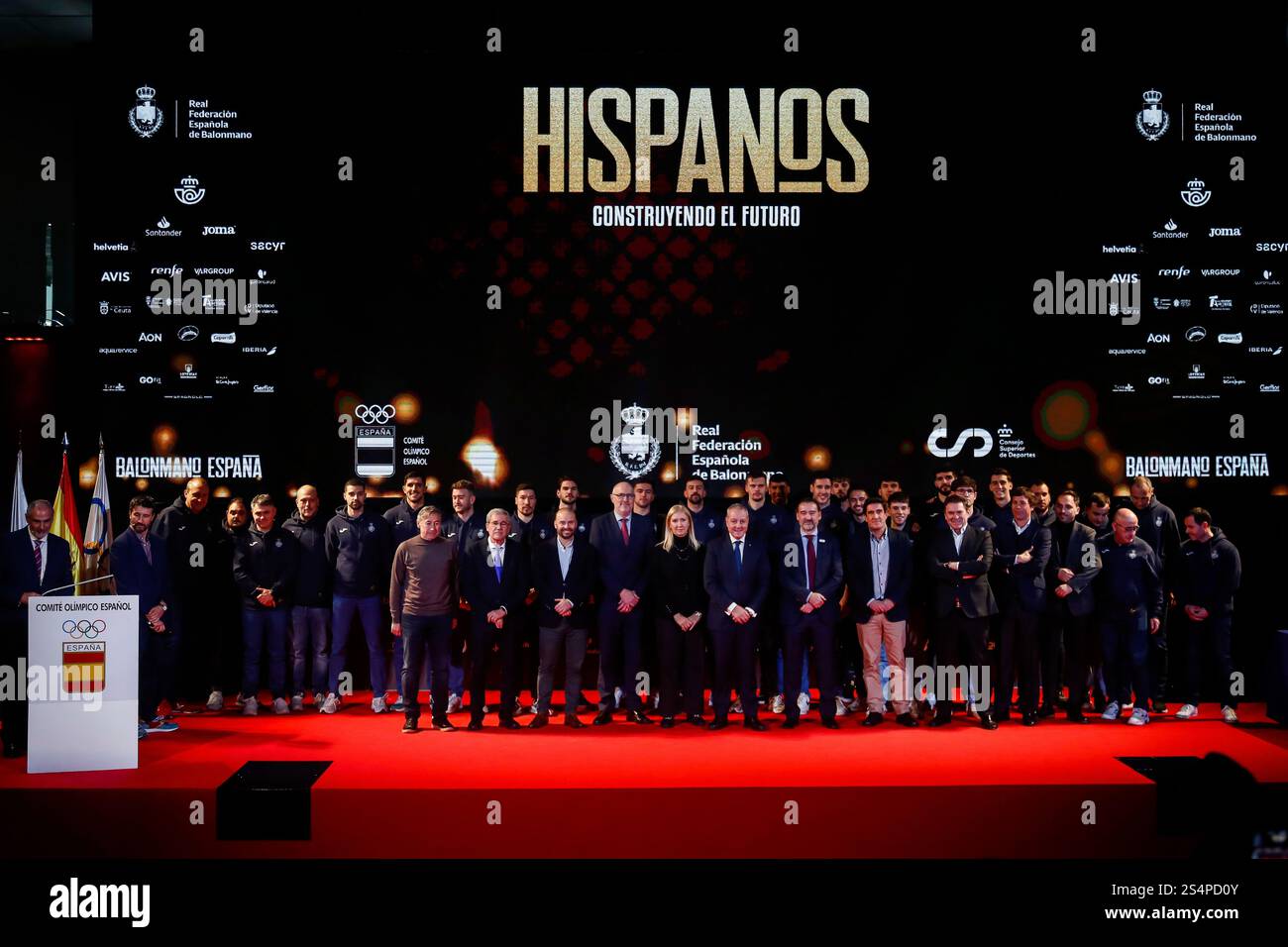 Players of Spanish National Handball Team pose for photo during the ...