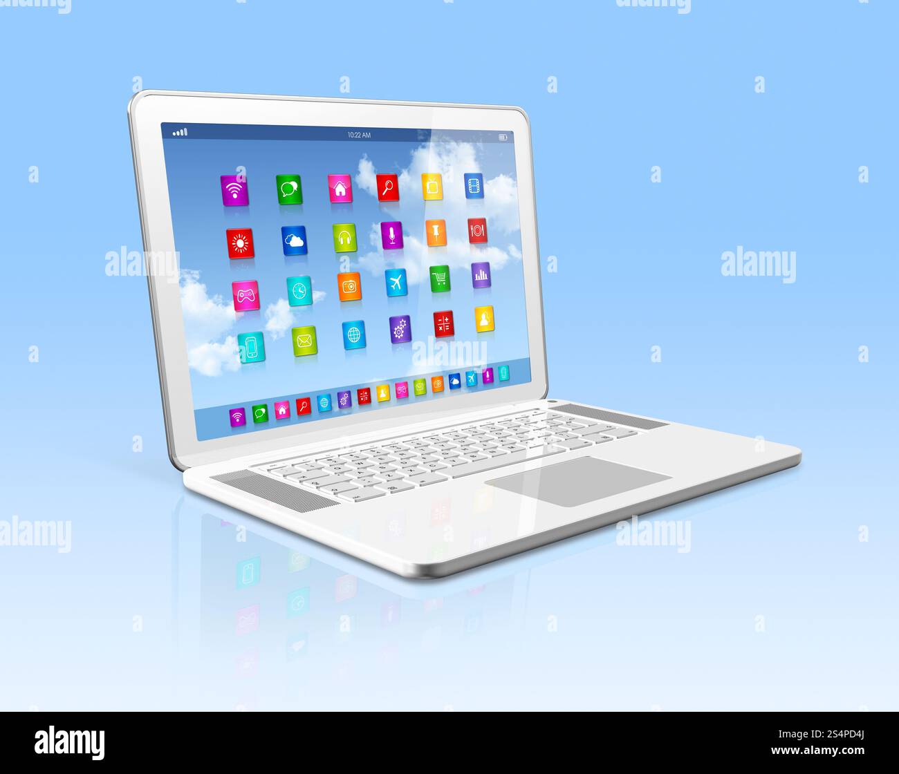 3D Laptop Computer - apps icons interface - isolated with clipping path ...
