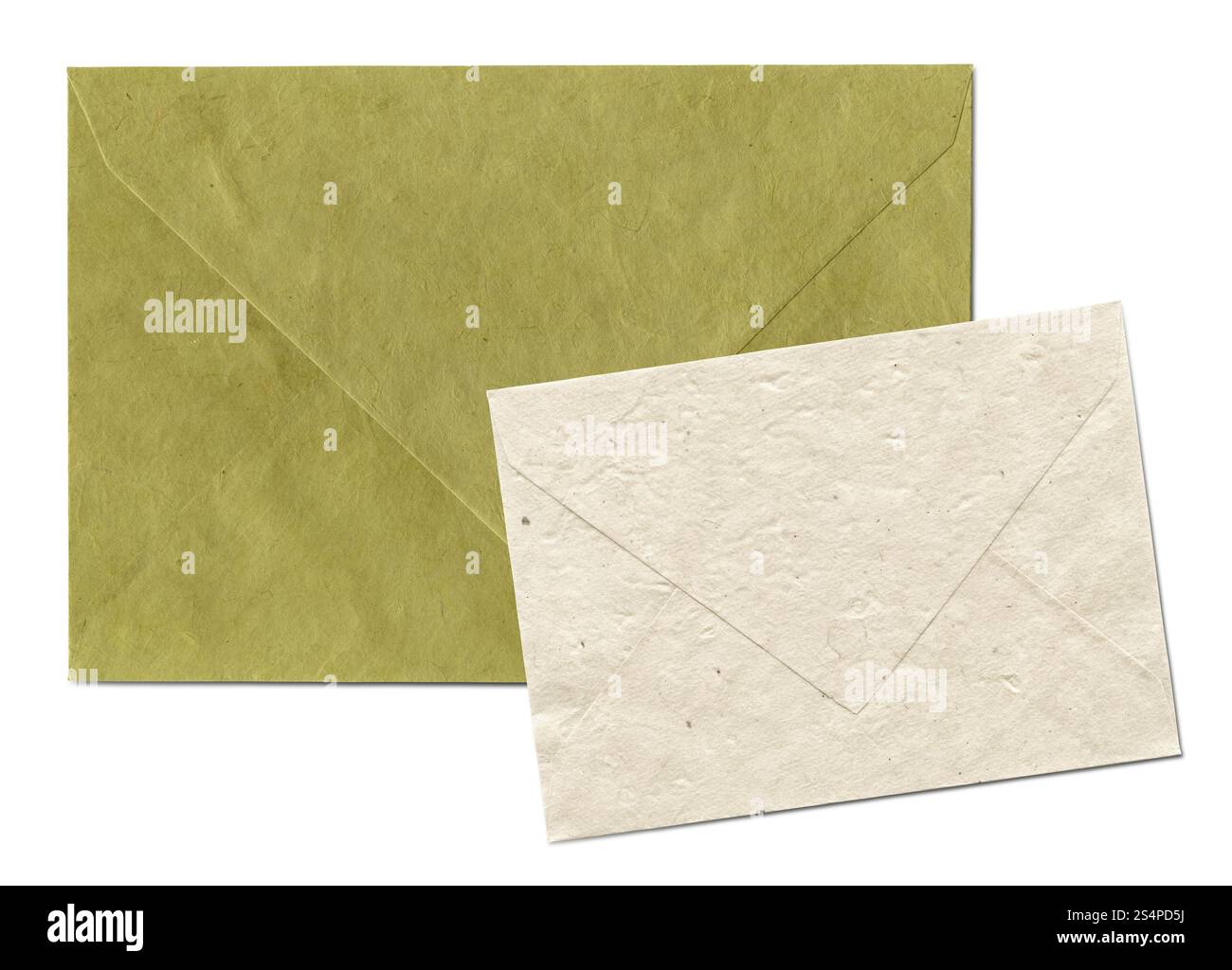 Natural recycled nepalese paper envelopes isolated on white with ...