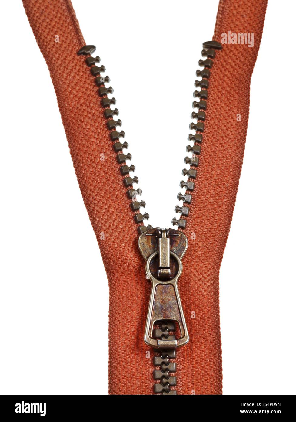 brass zip fastener close up isolated on white background Stock Photo ...