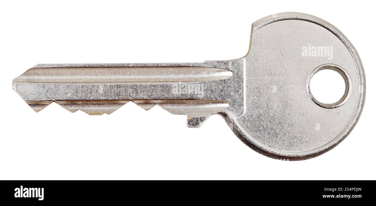steel door key for cylinder lock isolated on white background Stock ...